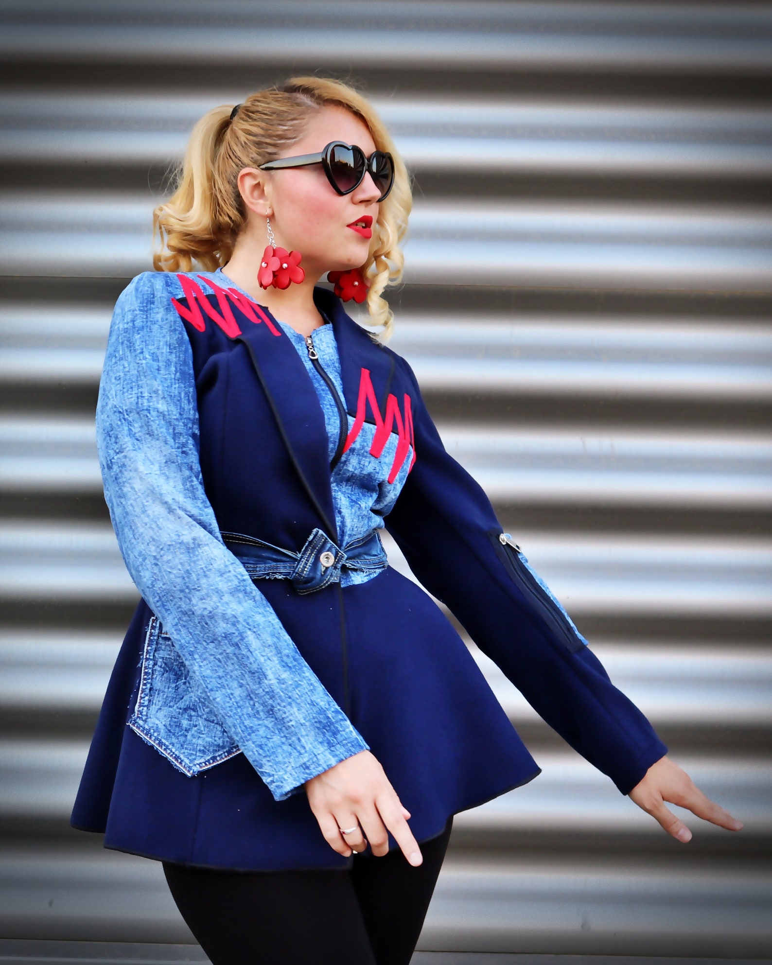 Multi Fabric Denim Jacket for Women Wool and Jean Coat New | Etsy