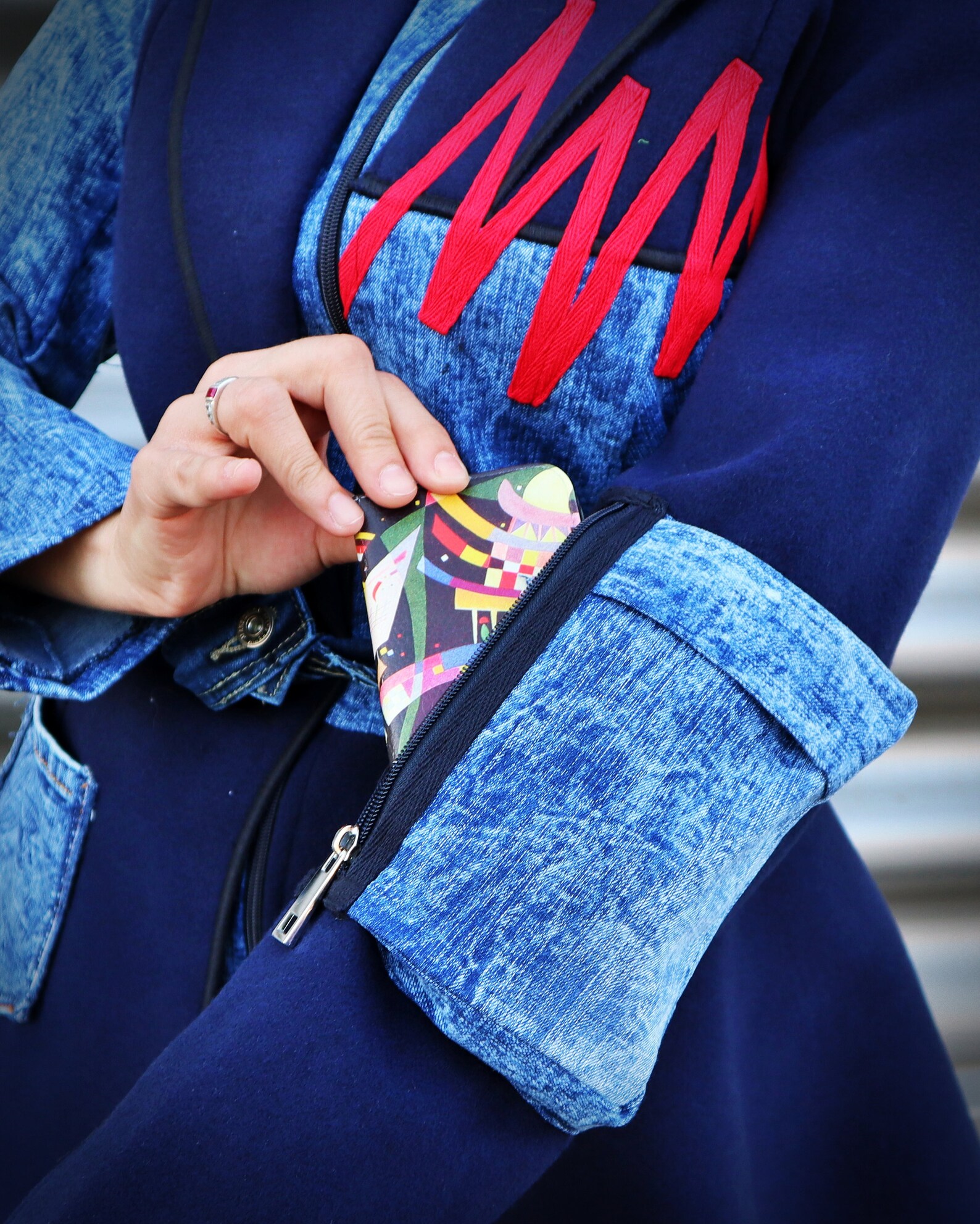 Multi Fabric Denim Jacket for Women Wool and Jean Coat New - Etsy