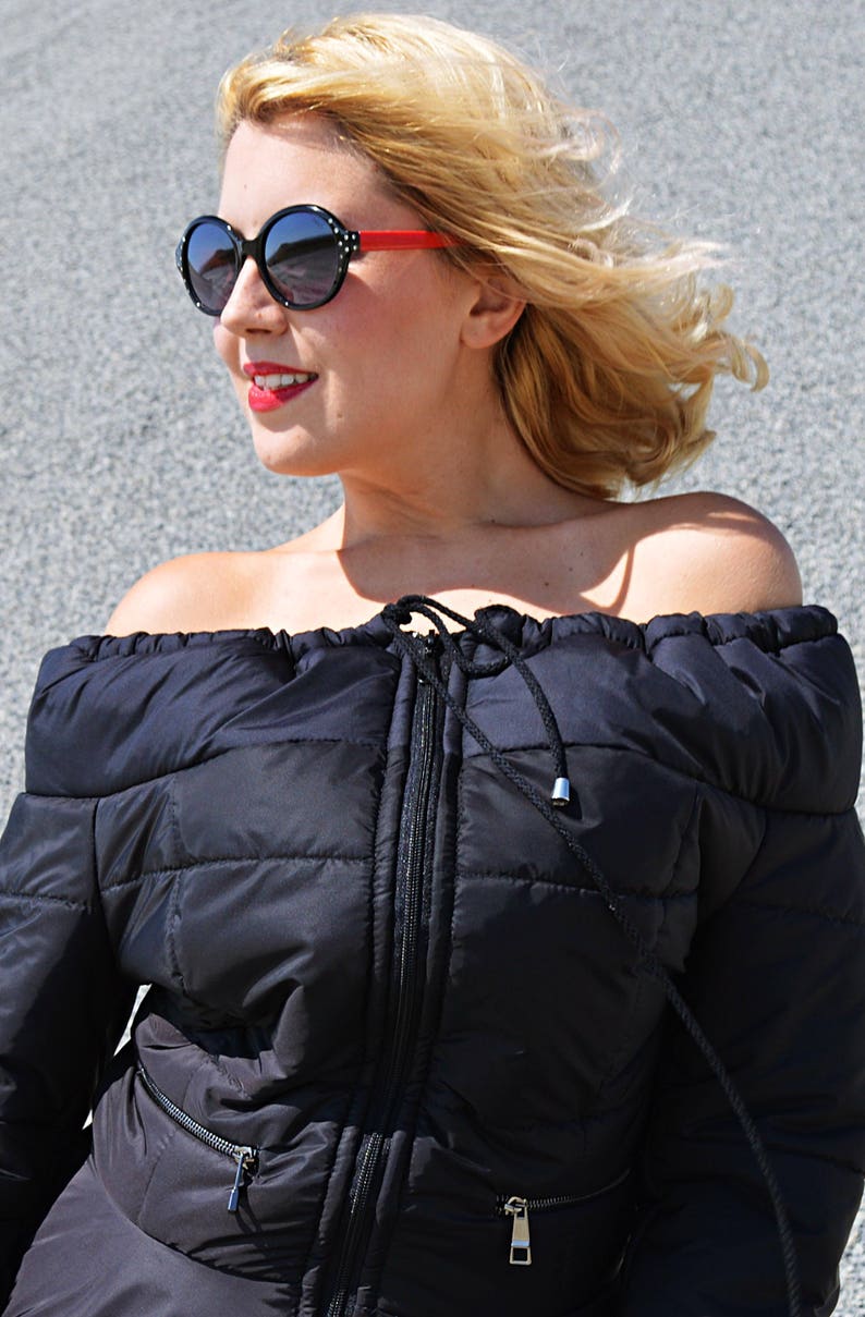 Black off Shoulders Jacket Extravagant Black Jacket Black - Etsy