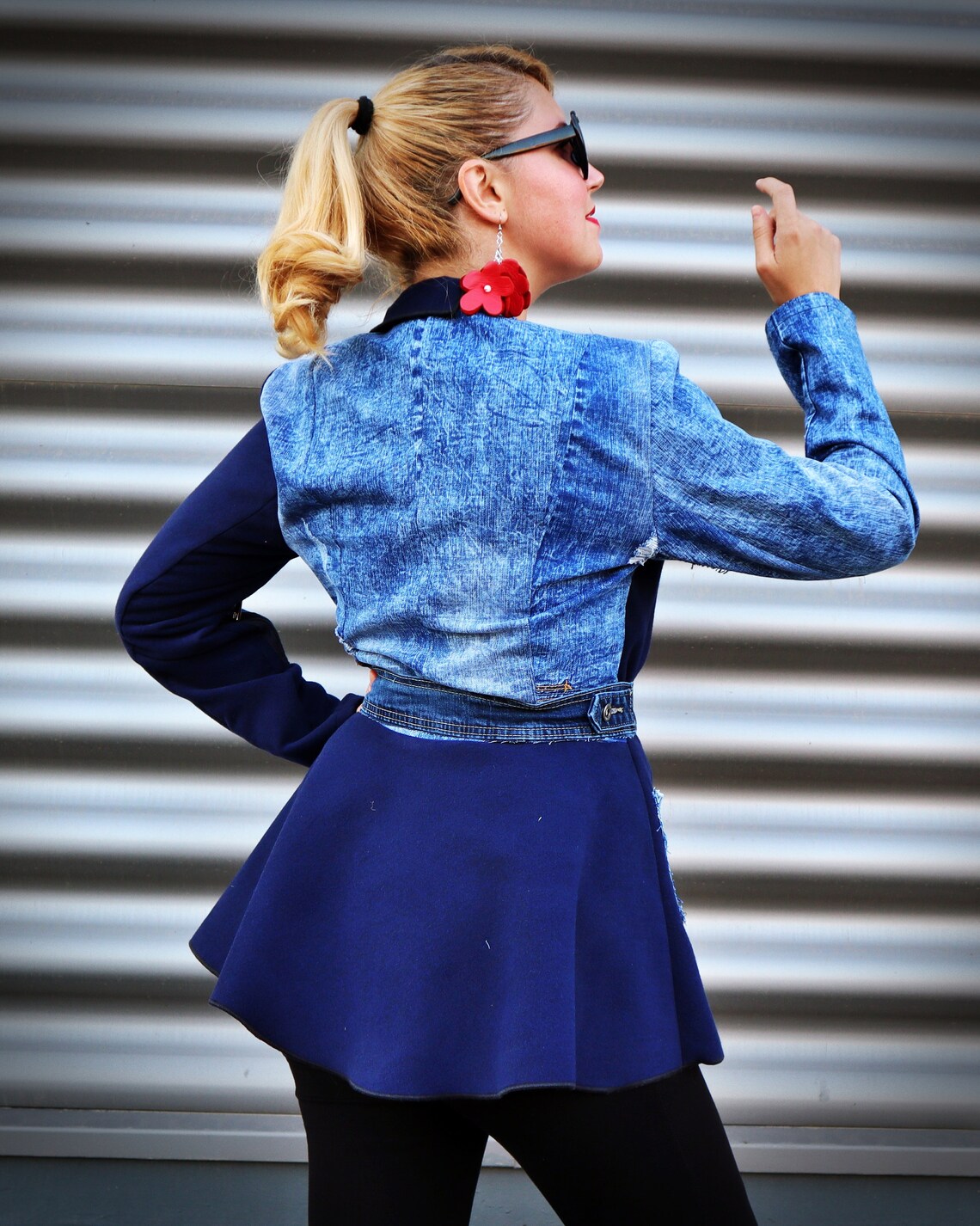 Multi Fabric Denim Jacket for Women Wool and Jean Coat New | Etsy