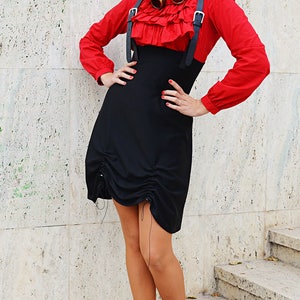 Red Ruffle Top, Cotton Red Shirt , Long Sleeves Red Shirt, TT126 Red ...