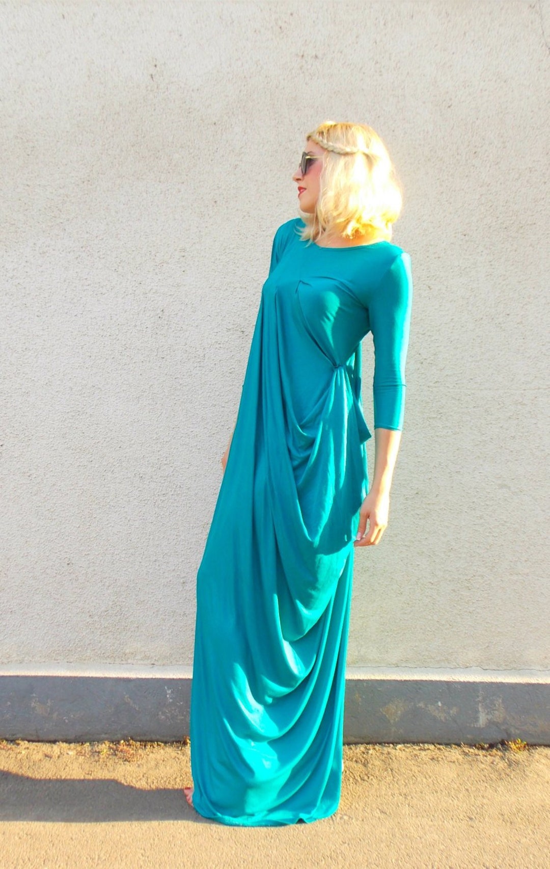 New Women Draped Dress Clothing Party Gown Wedding Summer Kaftan Dress ...