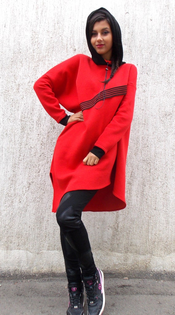 Women Sweatshirt Tunic With Hood Urban Unisex Tunic Streetwear | Etsy