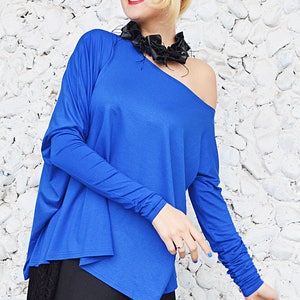 Blue Party Top, Asymmetrical Blue Top, Loose Tunic Top TT 128 ...