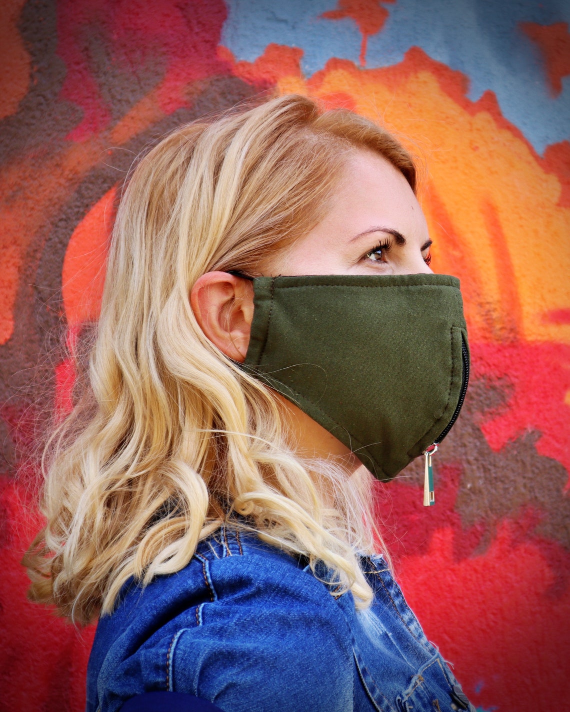 Face Mask With Zipper Washable Mask With Filter Pocket Tm5a - Etsy