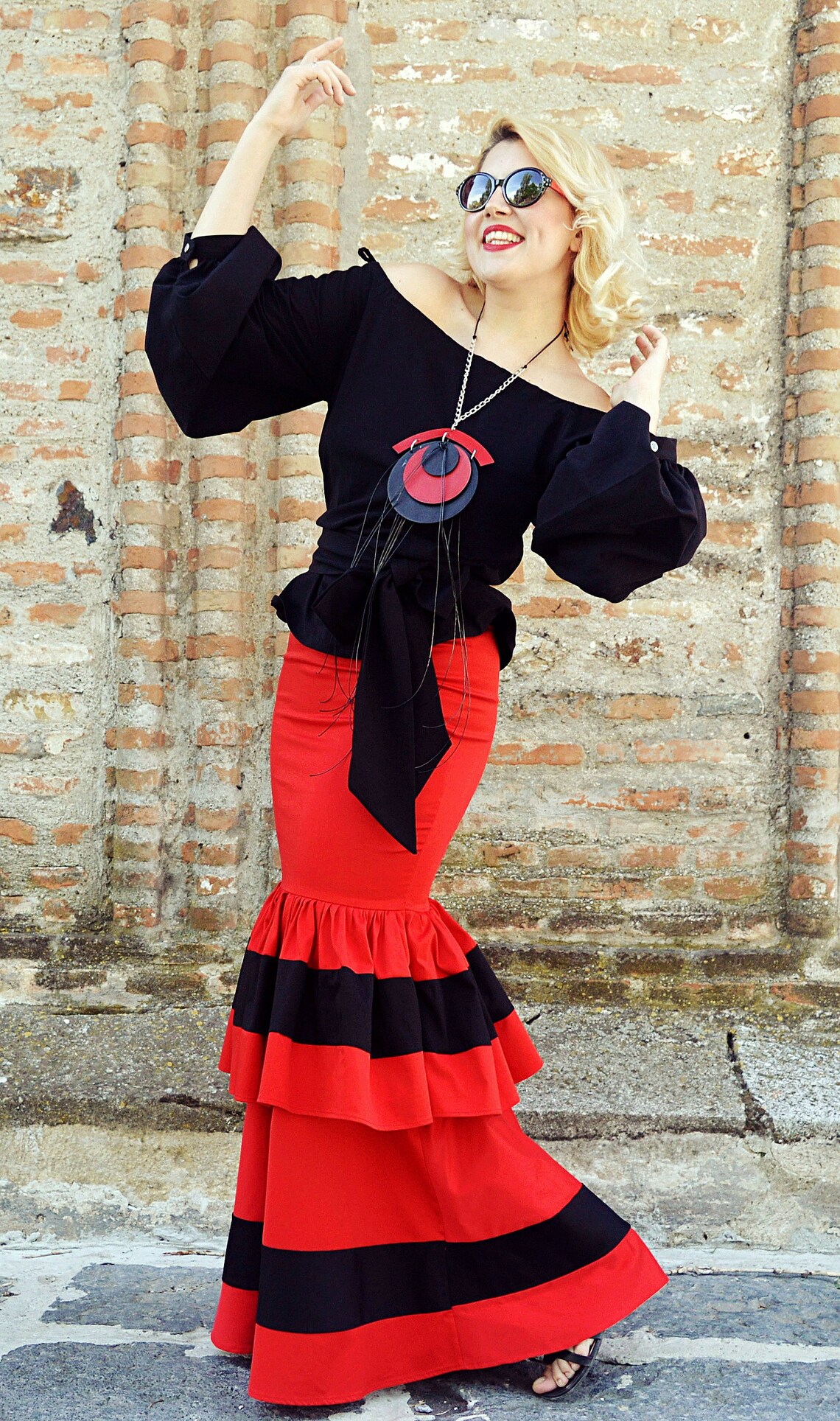 Red Skirt With Ruffles Plus Size High Waisted Skirt TS19 - Etsy