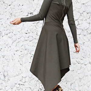 Rockabilly Army Khaki Dress, Pinup Asymmetrical Dress TDK279, Military ...