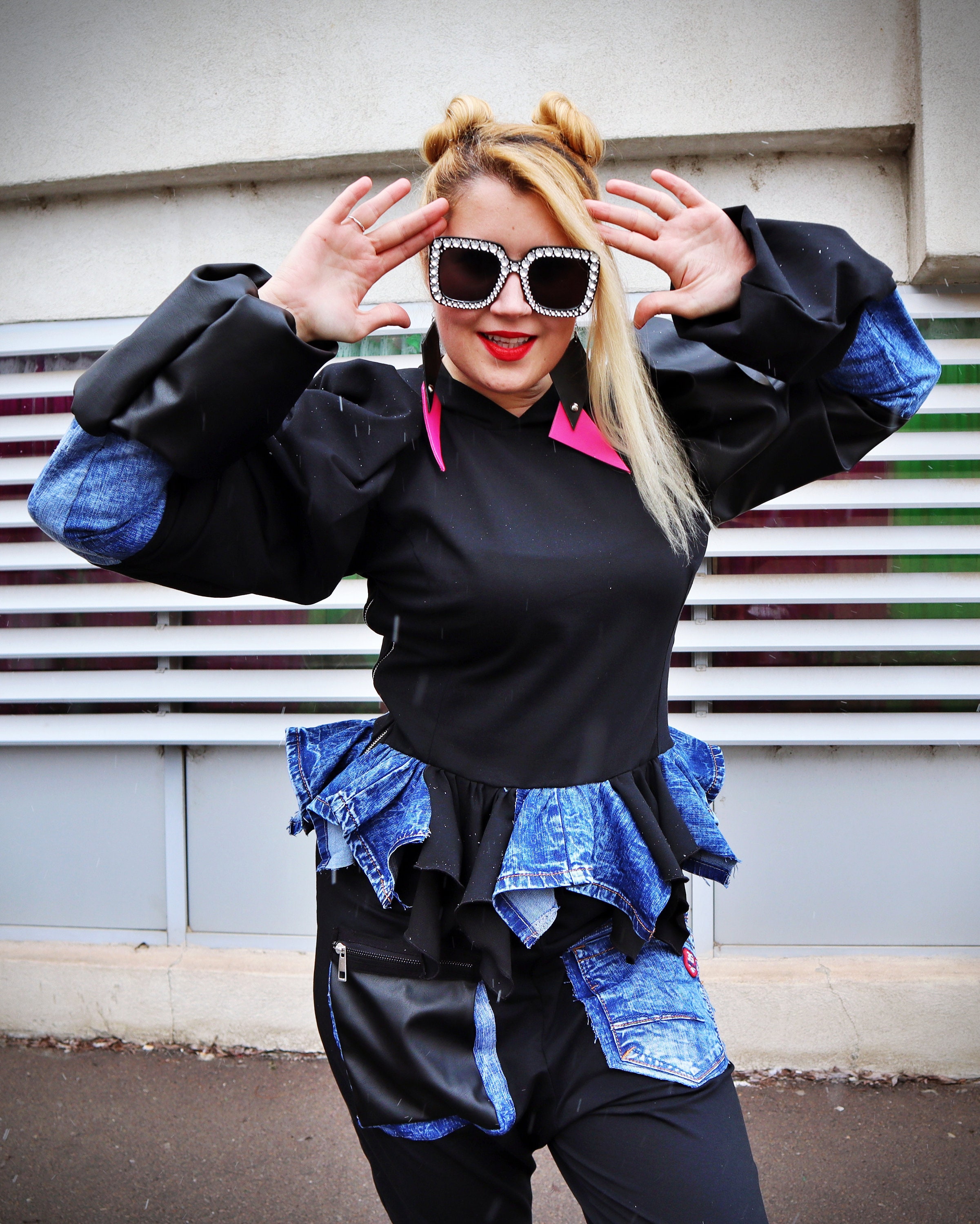 Women Track Suit With Denim Patches Active Wear Sports Set | Etsy