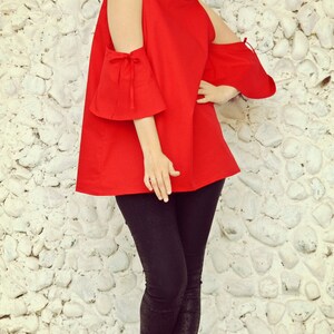 Extravagant Red Top / Cotton Red Top / Red Summer Top TT84 / - Etsy