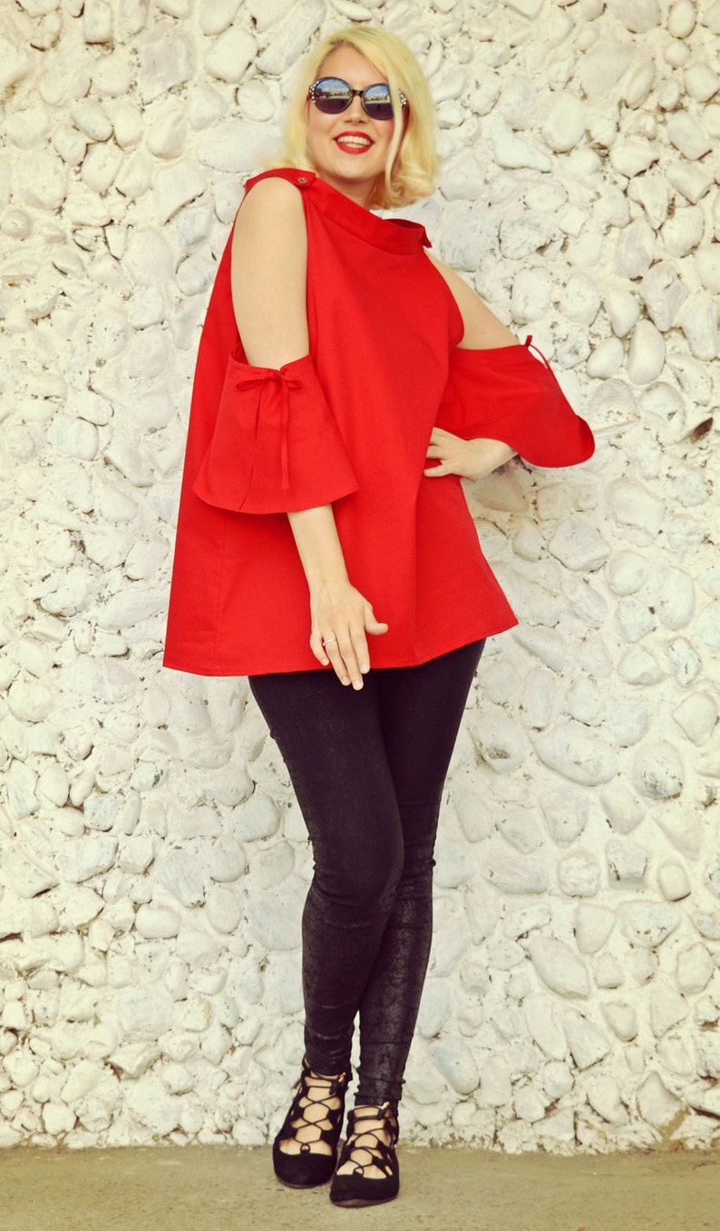 Extravagant Red Top / Cotton Red Top / Red Summer Top TT84 / - Etsy