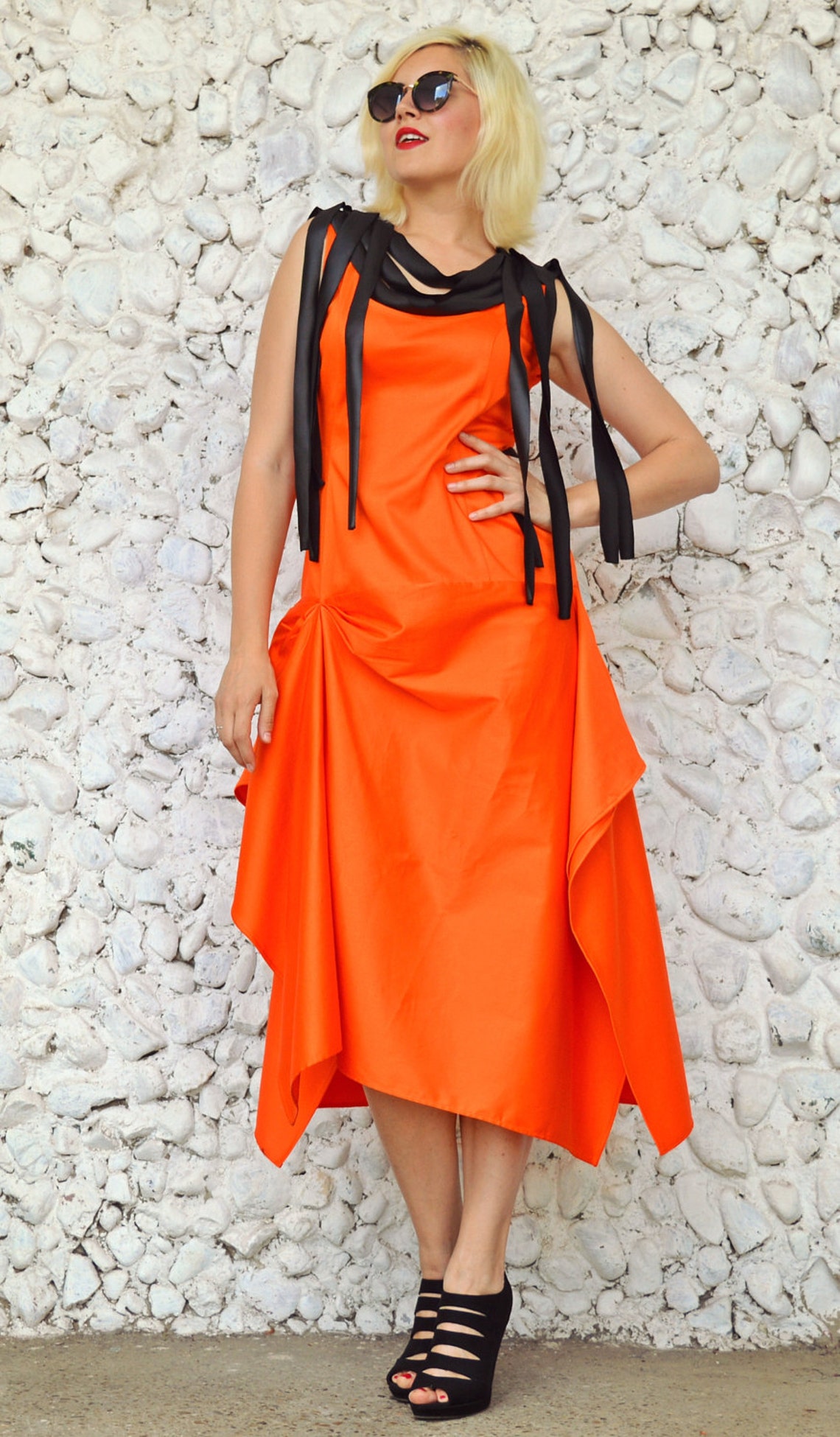 Orange Funky Dress / Summer Dress / Extravagant Dress / | Etsy