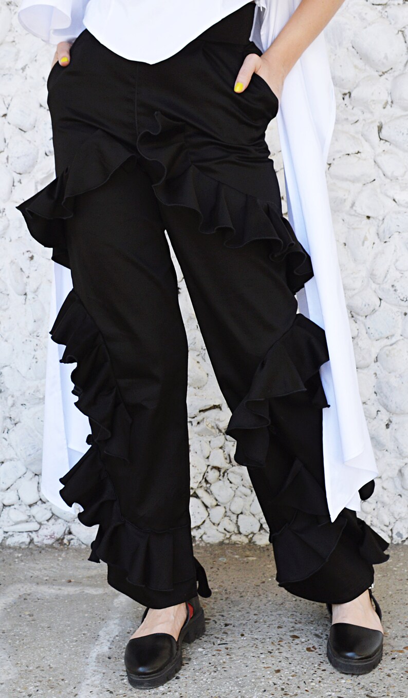 Pants for Women Loose Pants Hippie Pants Ruffle Cotton Pants - Etsy