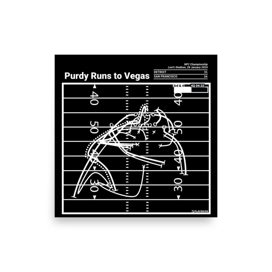 Greatest 49ers Plays Poster: Purdy Runs to Vegas (2024) - Etsy