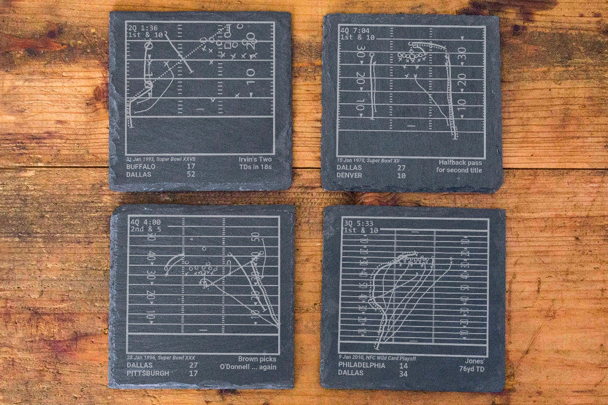 Greatest Cowboys Plays: Slate Coasters set of 4 | Etsy