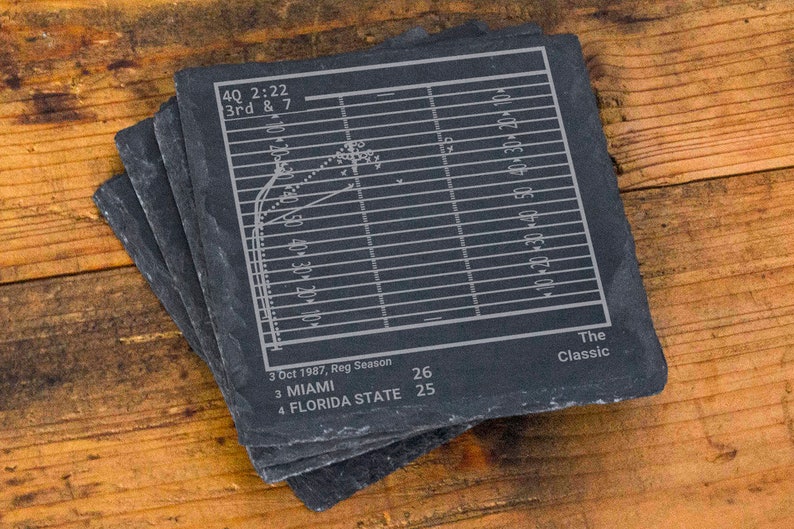 Greatest Miami Football Plays: Slate Coasters set of 4 - Etsy
