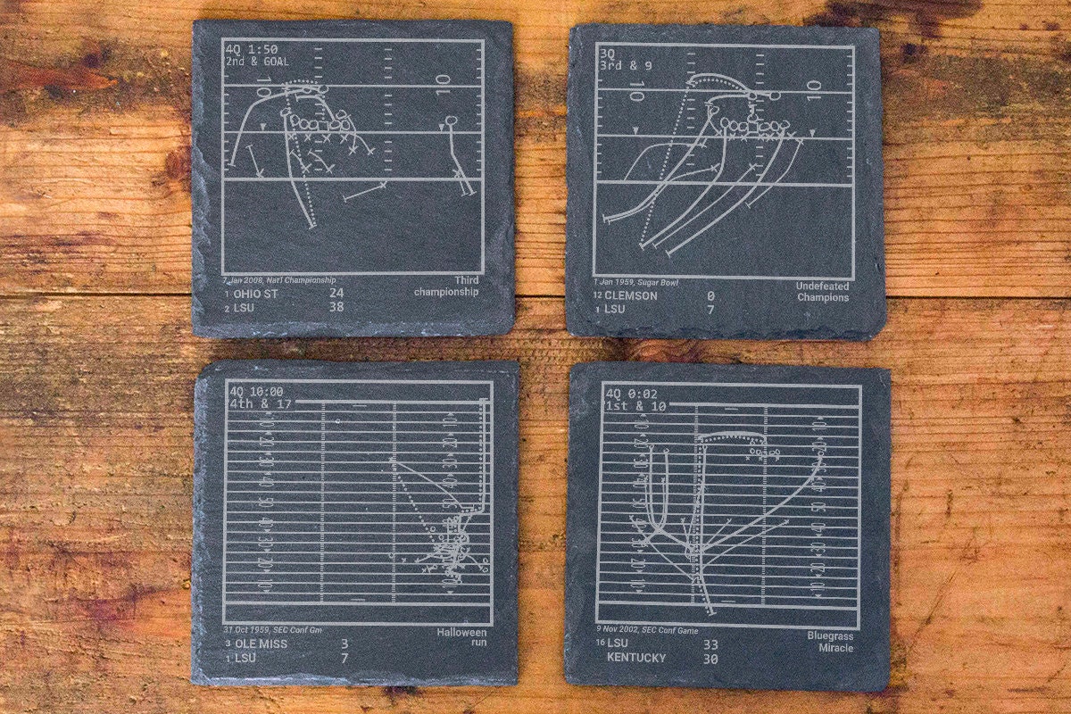 Greatest LSU Football Plays: Slate Coasters set of 4 | Etsy