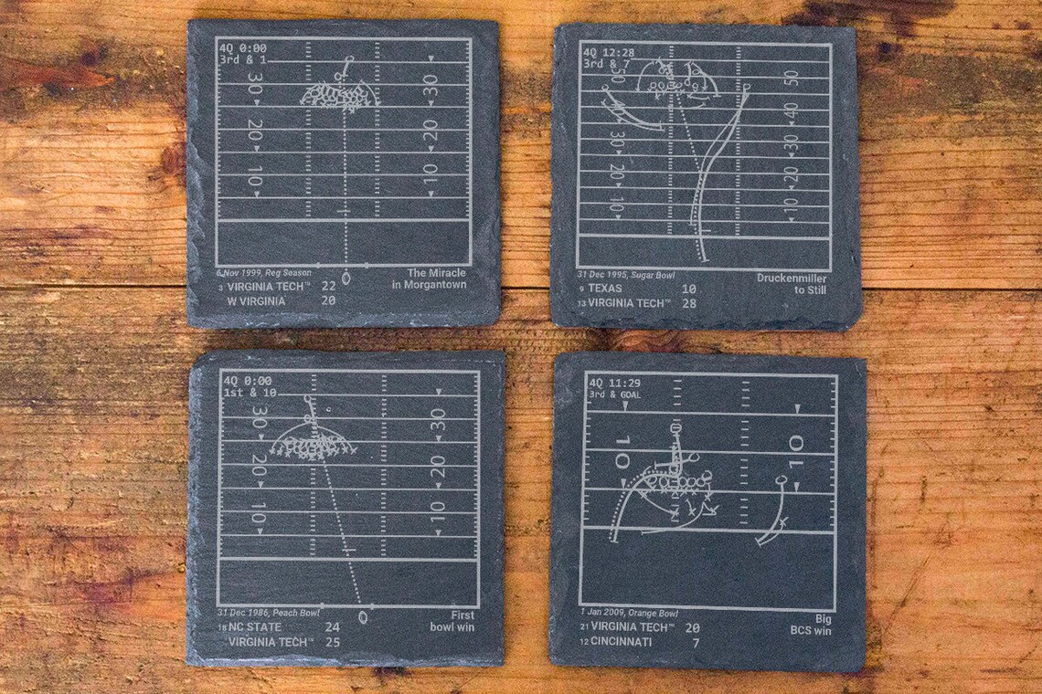 Greatest Virginia Tech Football Plays: Slate Coasters set of - Etsy