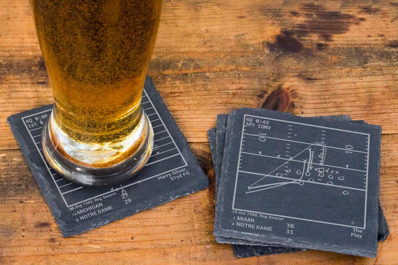 Greatest Notre Dame Football Plays: Slate Coasters set of 4 - Etsy