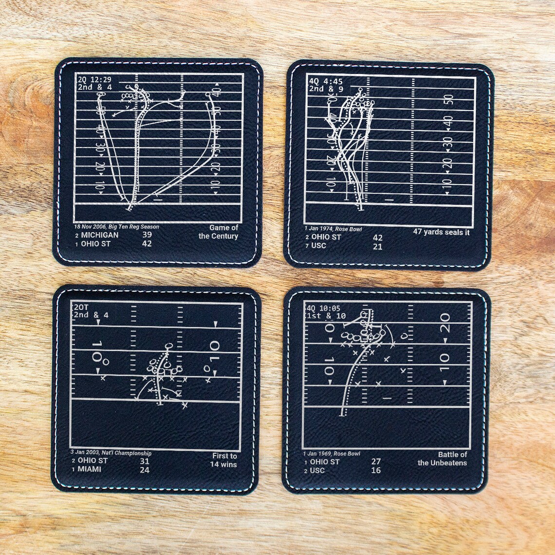 Greatest Ohio State Football Plays: Leatherette Coasters set - Etsy