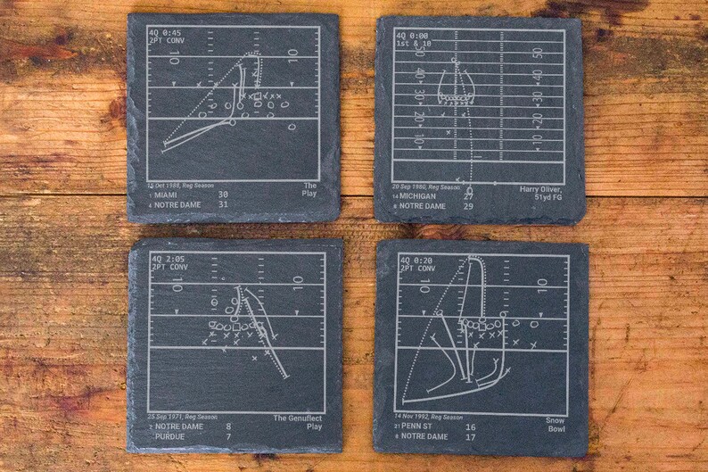 Greatest Notre Dame Football Plays: Slate Coasters set of 4 - Etsy