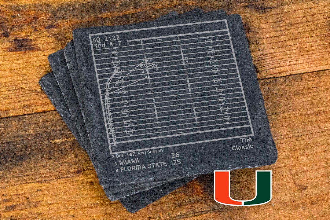 Greatest Miami Football Plays: Slate Coasters set of 4 - Etsy