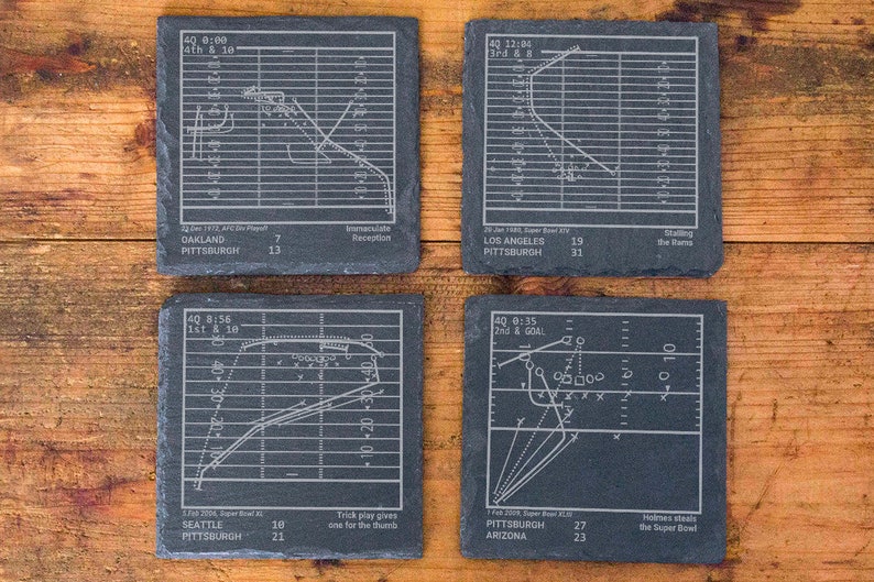Greatest Steelers Plays: Slate Coasters set of 4 - Etsy