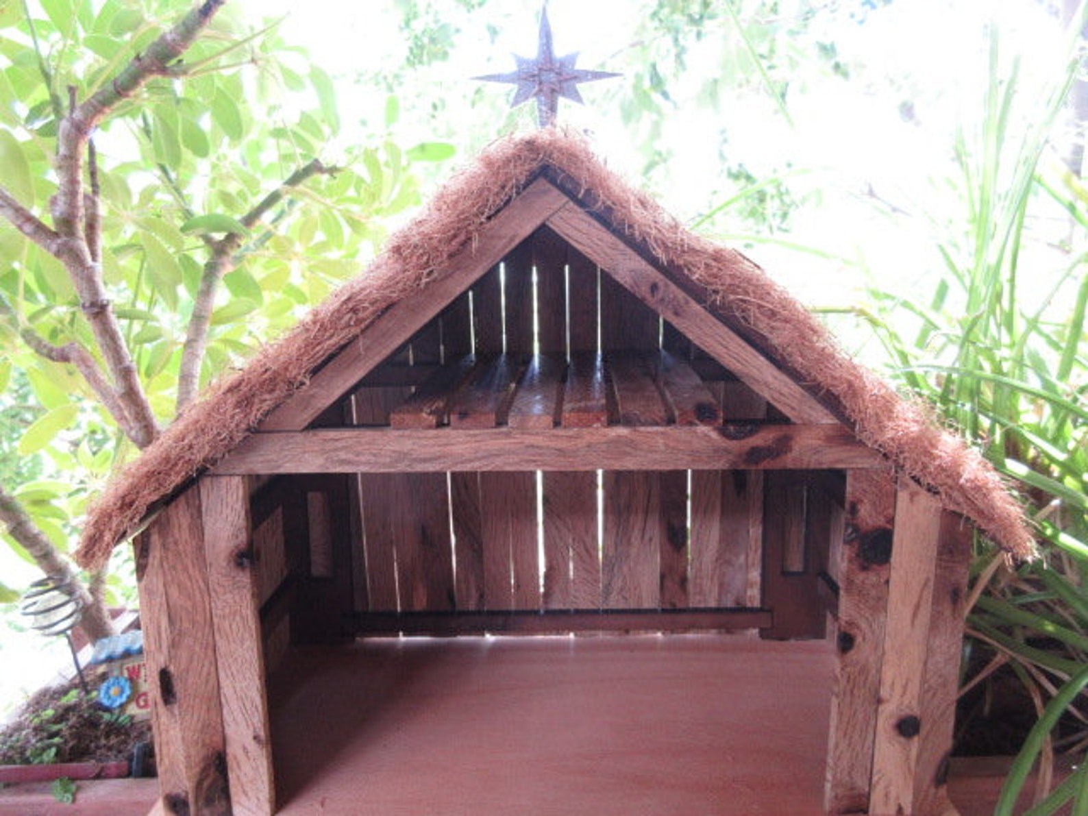 Miniature Nativity Bethlehem Oak Stable Manger OOAK Christmas | Etsy
