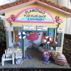 Miniature Garden Flamingo Flip Flop Shop and Souvenirs Fairy Tropical ...