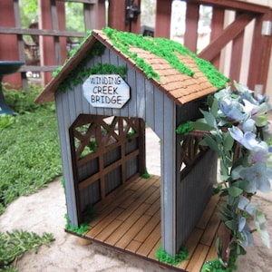 Miniature Garden Winding Creek Covered Rustic Bridge Pathway Fairy ...
