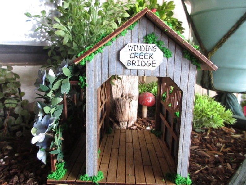 Miniature Garden Winding Creek Covered Rustic Bridge Pathway | Etsy