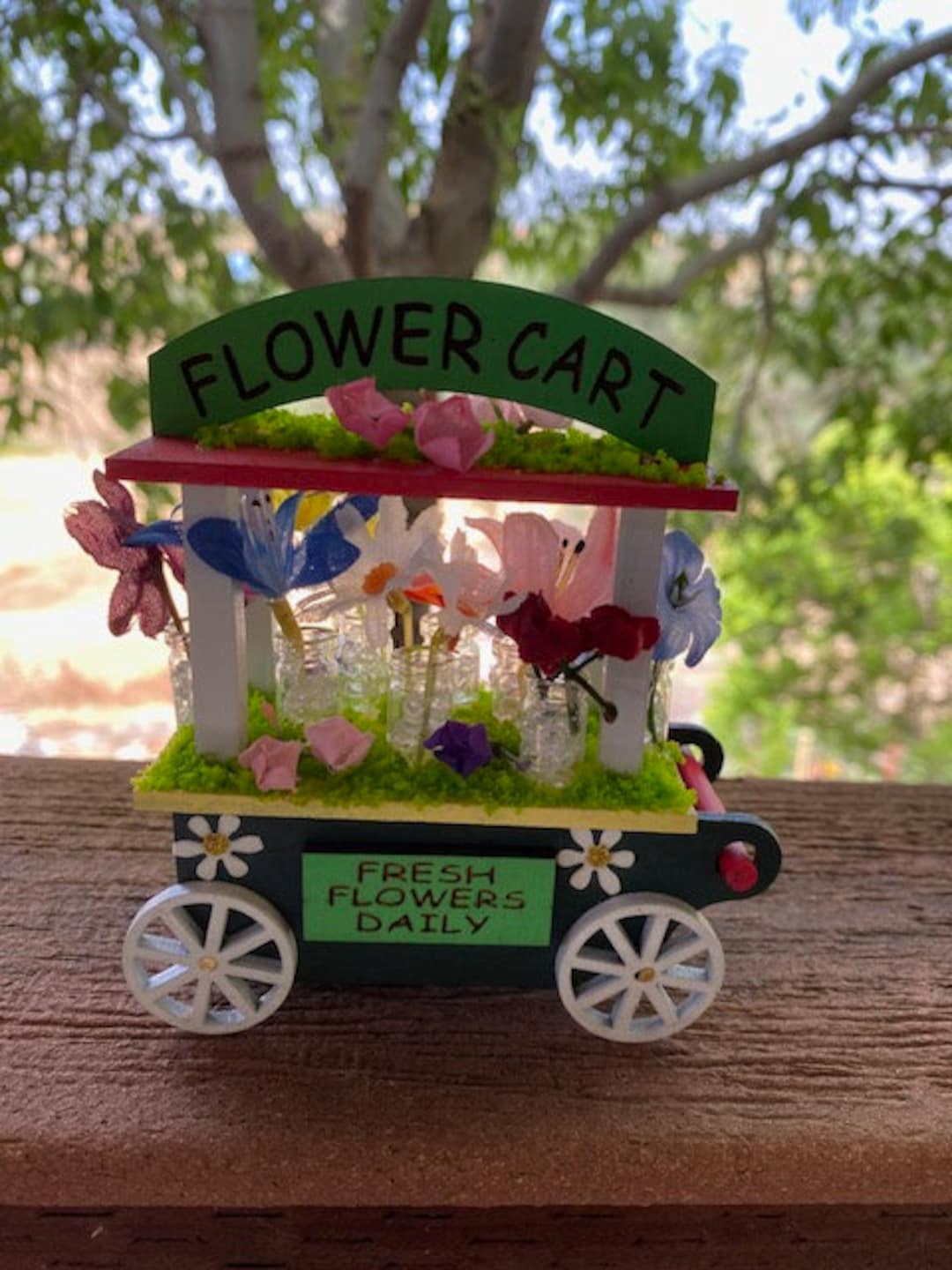 Fairy Garden Miniature Flower Cart With Colorful Spring Blooms Fairy ...