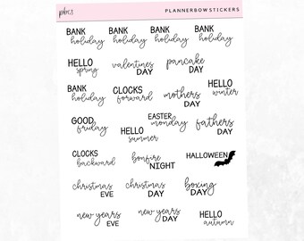 UK National Holiday Stickers, Bank Holiday Stickers, UK Holiday ...