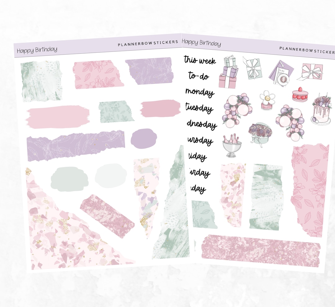 Birthday Journalling Sticker Kit, Journalling Stickers, Planner ...