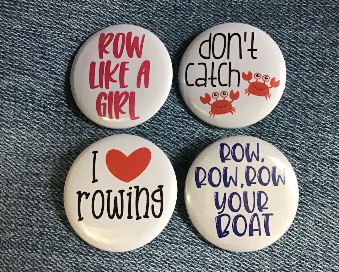 Rowing Buttons, Pin Back Buttons for Girl Rower, Crew Team Flair, Rower ...