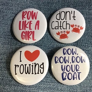 Rowing Buttons, Pin Back Buttons for Girl Rower, Crew Team Flair, Rower ...