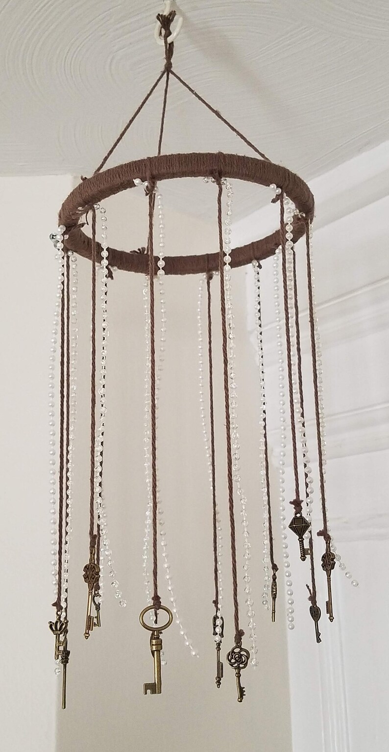 Indoor Antique Skeleton Key Beaded Wind Chime | Etsy