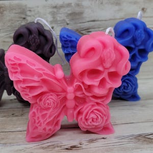 Butterfly Skull Candle Two-toned Colors 100% Beeswax - Etsy