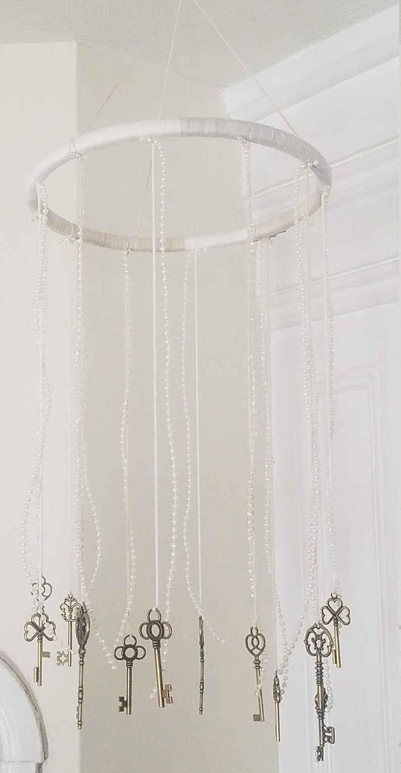 Indoor Antique Skeleton Key Beaded Wind Chime | Etsy