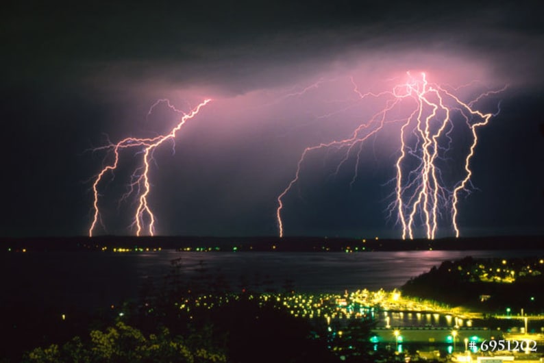 Lightning Strike in Elliott Bay Seattle, Washington State, USA - Etsy