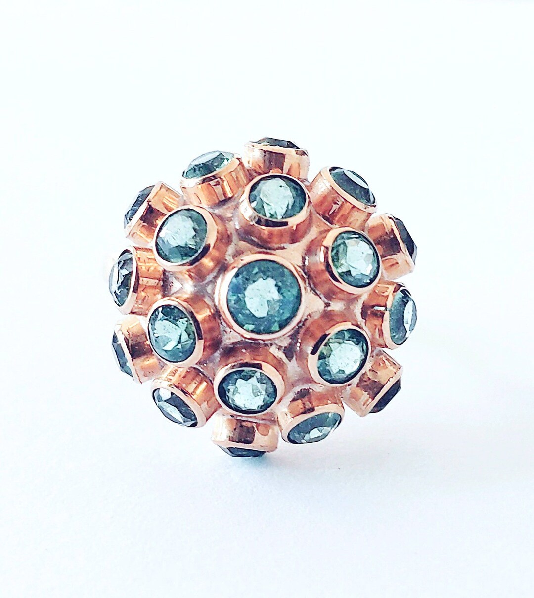 Sputnik Ring | 18k Green / Blue Ring - Etsy