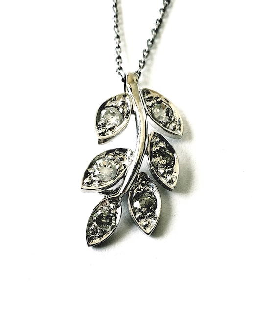 Diamond leaf necklace | 14k diamond olive leaf pendant - Gem