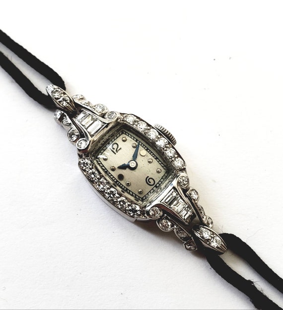 Antique Art Deco Palladium Hamilton wristwatch | 1940… - Gem