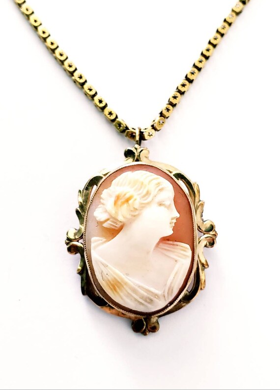 Antique Victorian painted porcelain cameo necklace QQ4455 - munimoro.gob.pe