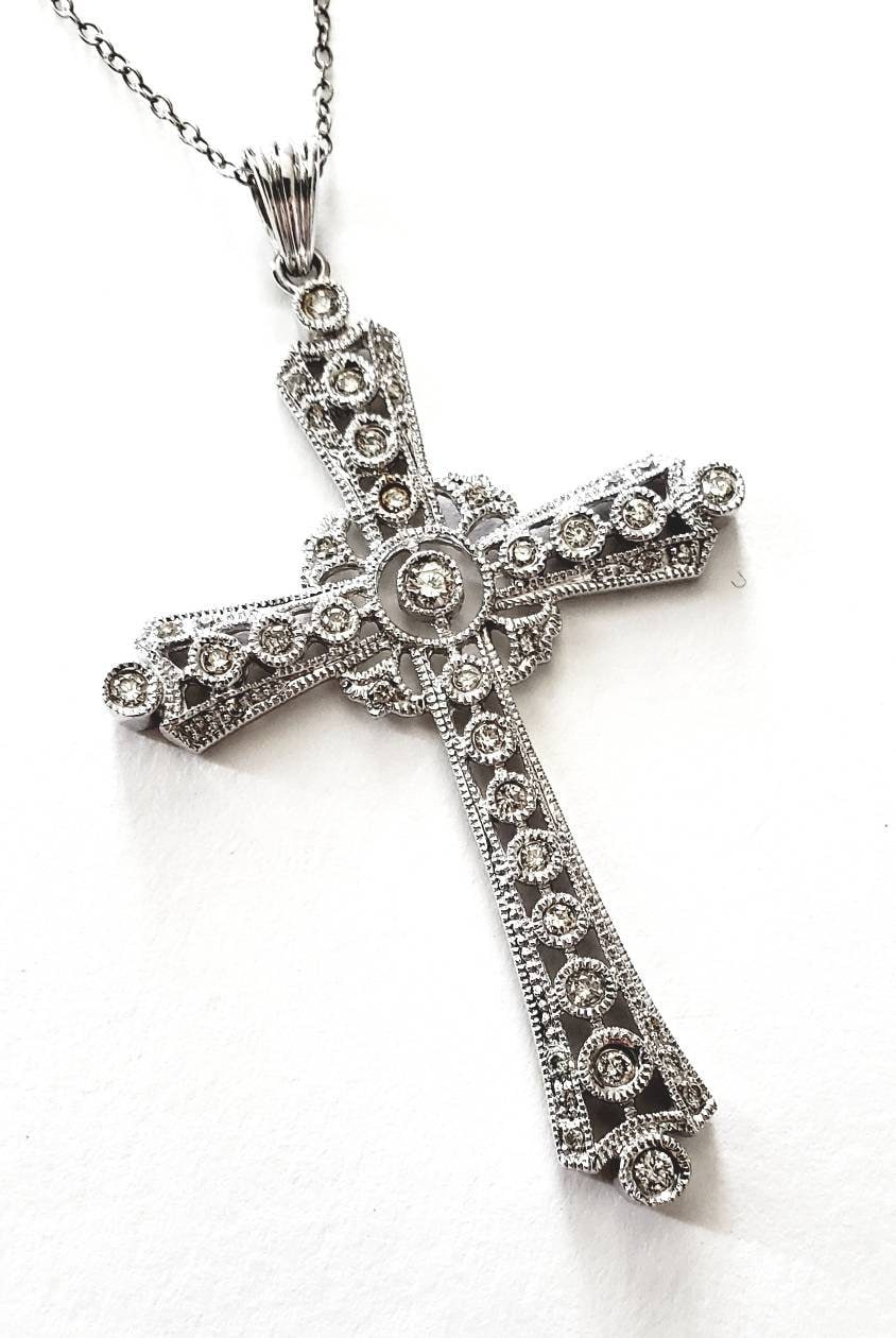 Diamond cross filagree cross gold cross Cross | Etsy