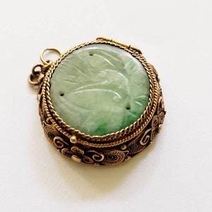 Jade Locket | Carved Jade Bird | Antique Jade Scent Locket | Pomander ...