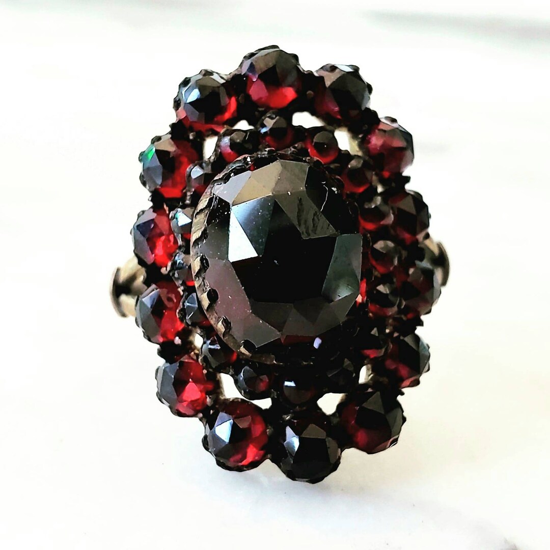 Victorian Garnet Ring | Rose Cut Garnet Ring | Bohemian Garnet Ring - Etsy
