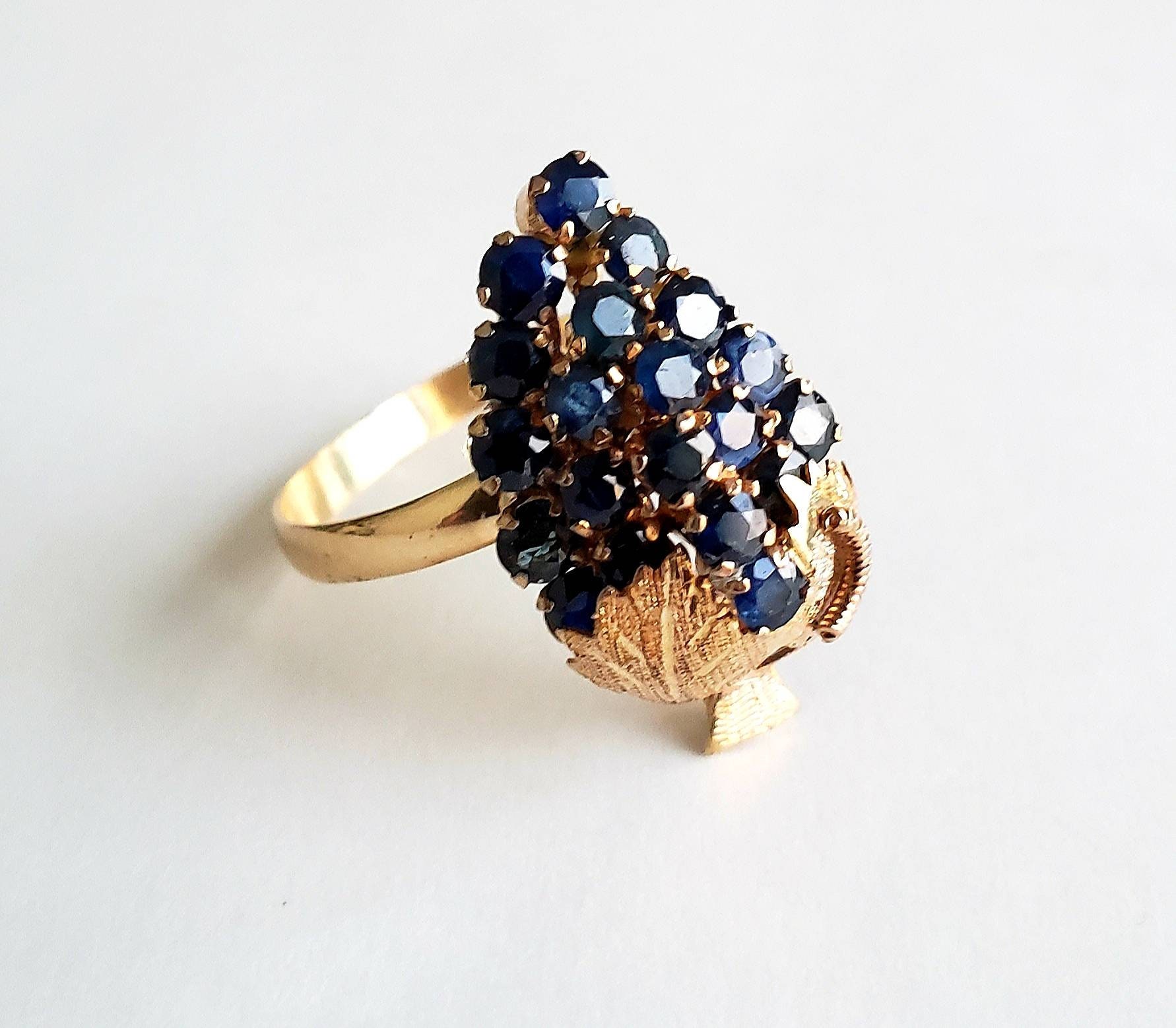 14k sapphire grape cluster ring multi stone sapphire grape | Etsy