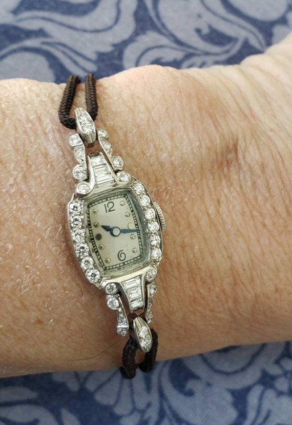 Antique Art Deco Palladium Hamilton wristwatch | 1940… - Gem