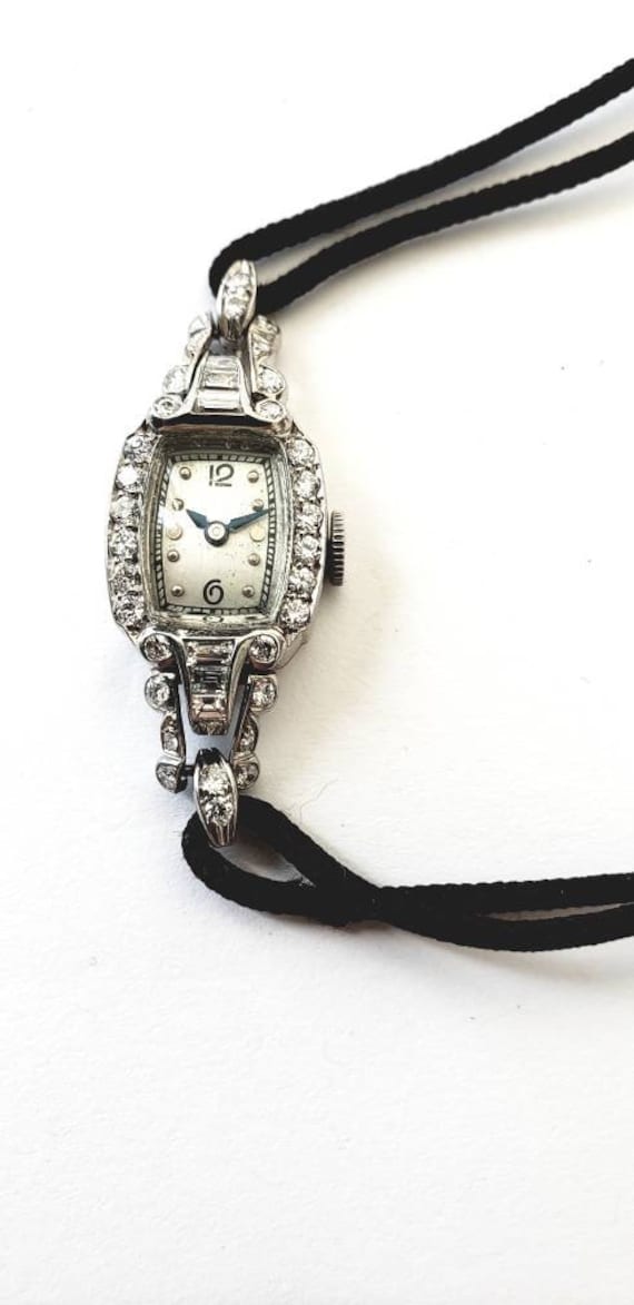 Antique Art Deco Palladium Hamilton wristwatch | 1940… - Gem