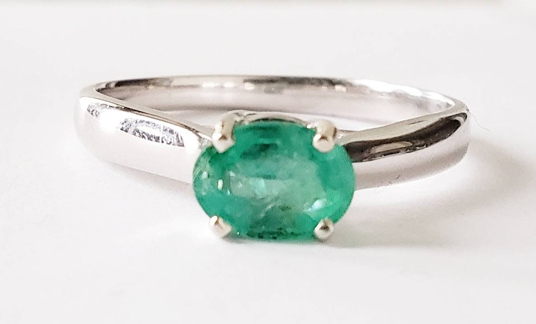 14k Emerald Ring Emerald Engagement Ring Size 11 - Etsy